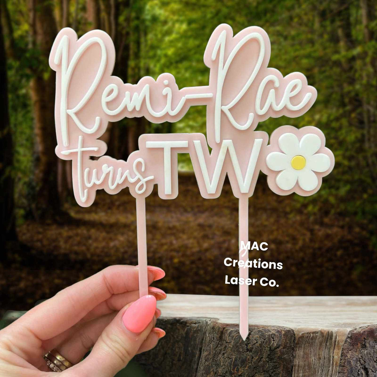 Personalised Double Layer Cake Topper | Daisies