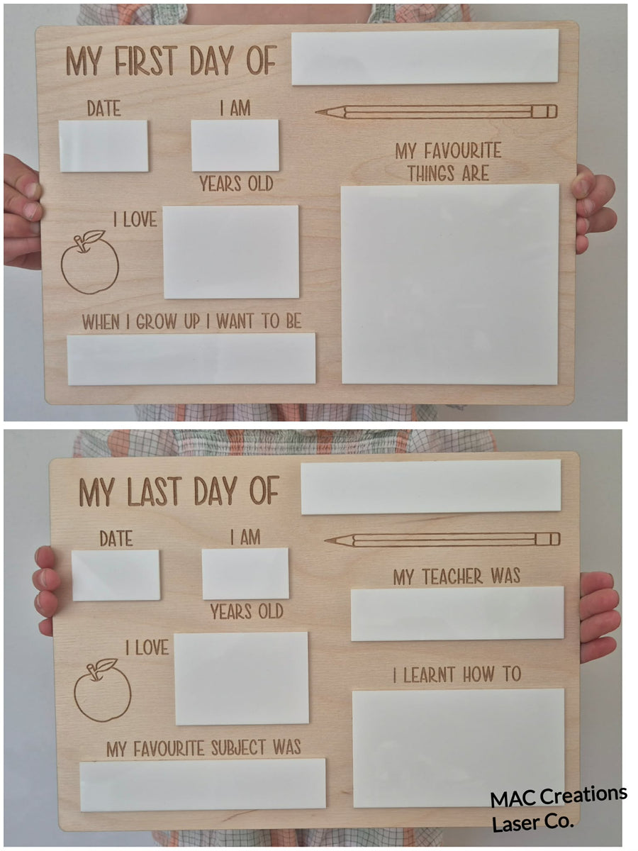 Double sided First Day/Last Day Board - First Day Board - Last Day Board